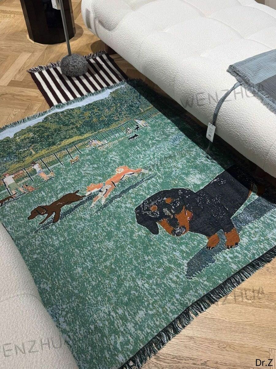 Декоративное покрывало на диван цветы одеяло Кошачий узор 130x160cm