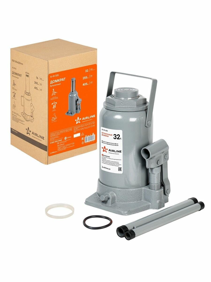 Домкрат бутылочный 32т 255-405 мм, AIRLINE AJB32S
