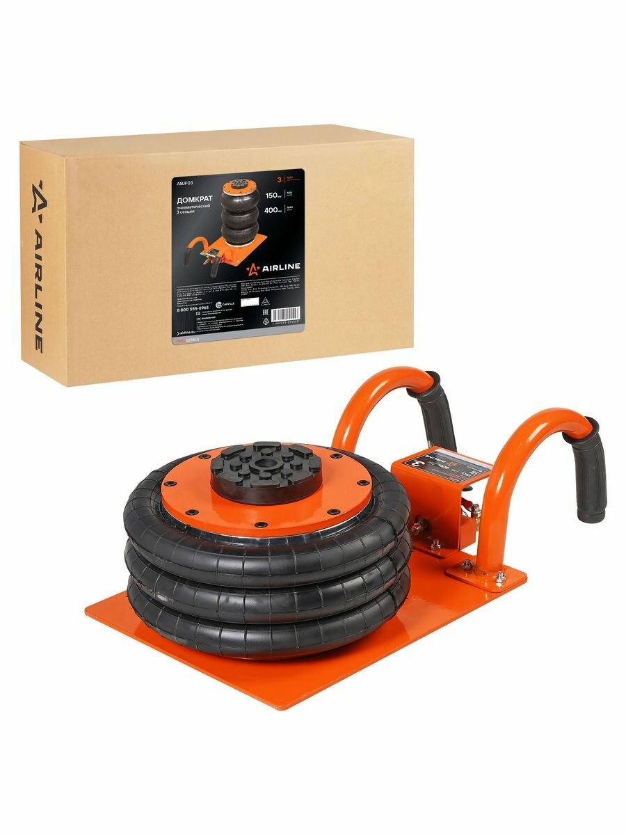 Домкрат пневматический 3т подкатной 3 секции, 150-400 мм, короткая ручка, AIRLINE ABJF03