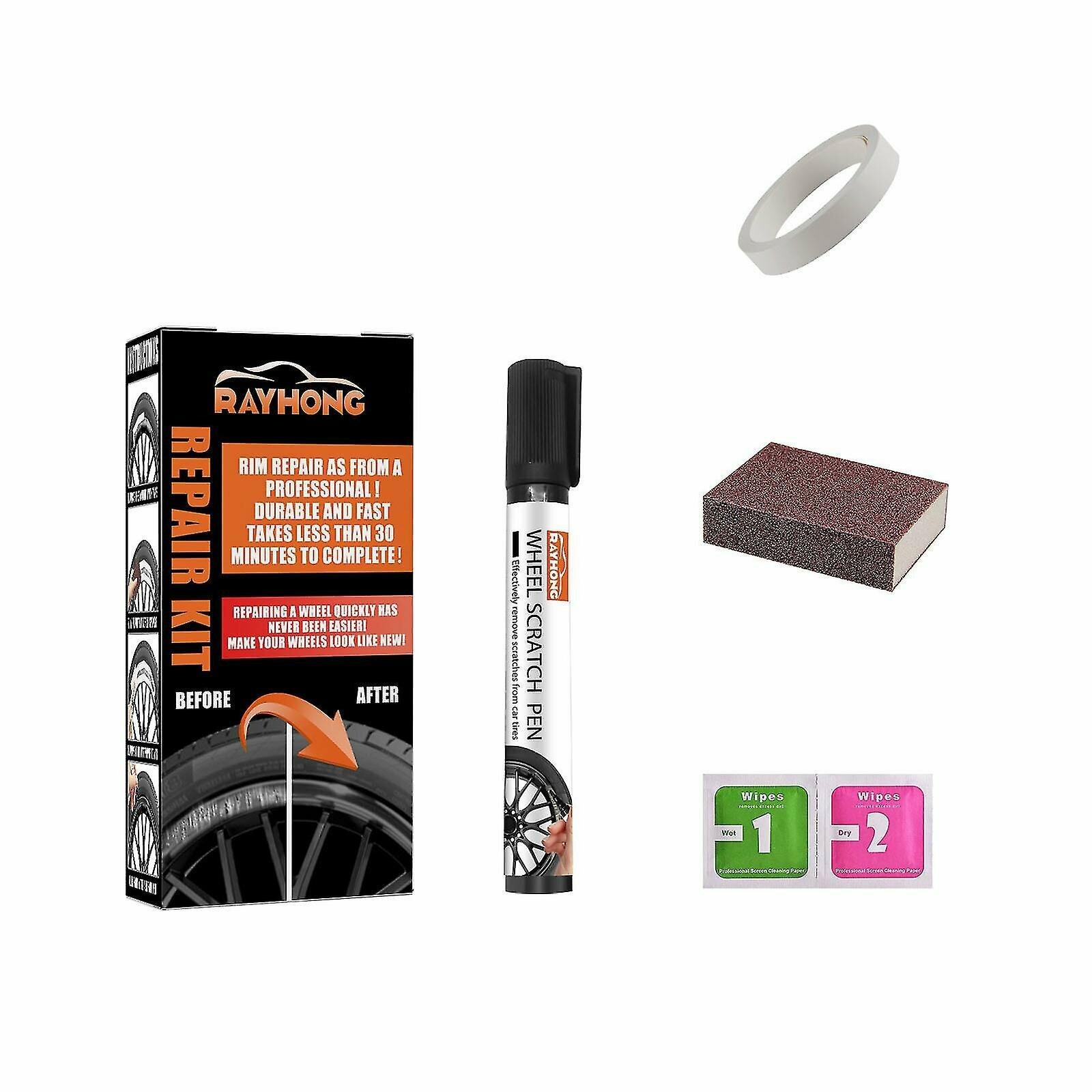 Набор для ремонта колесных дисков Rim Paint Universal Colors, черная краска для колес, черная краска для ободьев, набор для ремонта ободов.