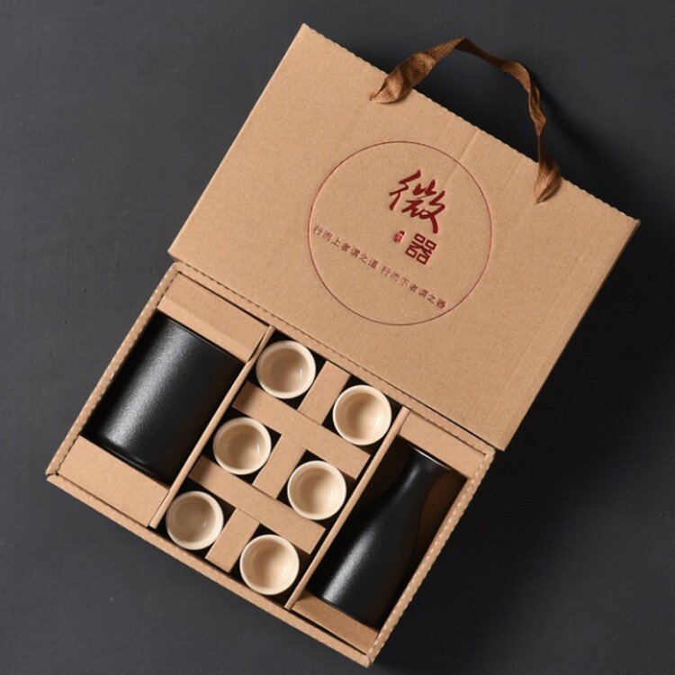 Японский стиль подогреватель для саке, набор для саке, подарочная коробка, маленький керамический винный горшок, ресторанный винный набор, керамика
