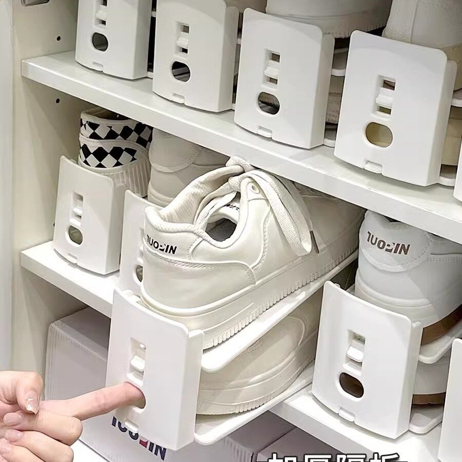 Стеллаж для обуви Двухъярусный Домашний Регулируемый Органайзер для хранения обуви Экономия места Шкаф для обуви Перегородка Органайзер для обуви