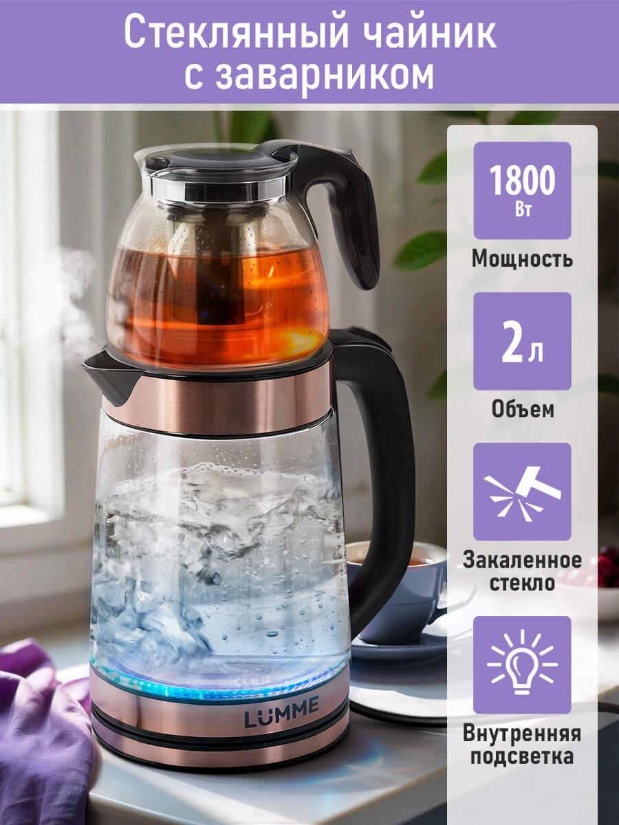 Чайный набор Электрический чайник LUMME LU-KT4114A черный 2 л