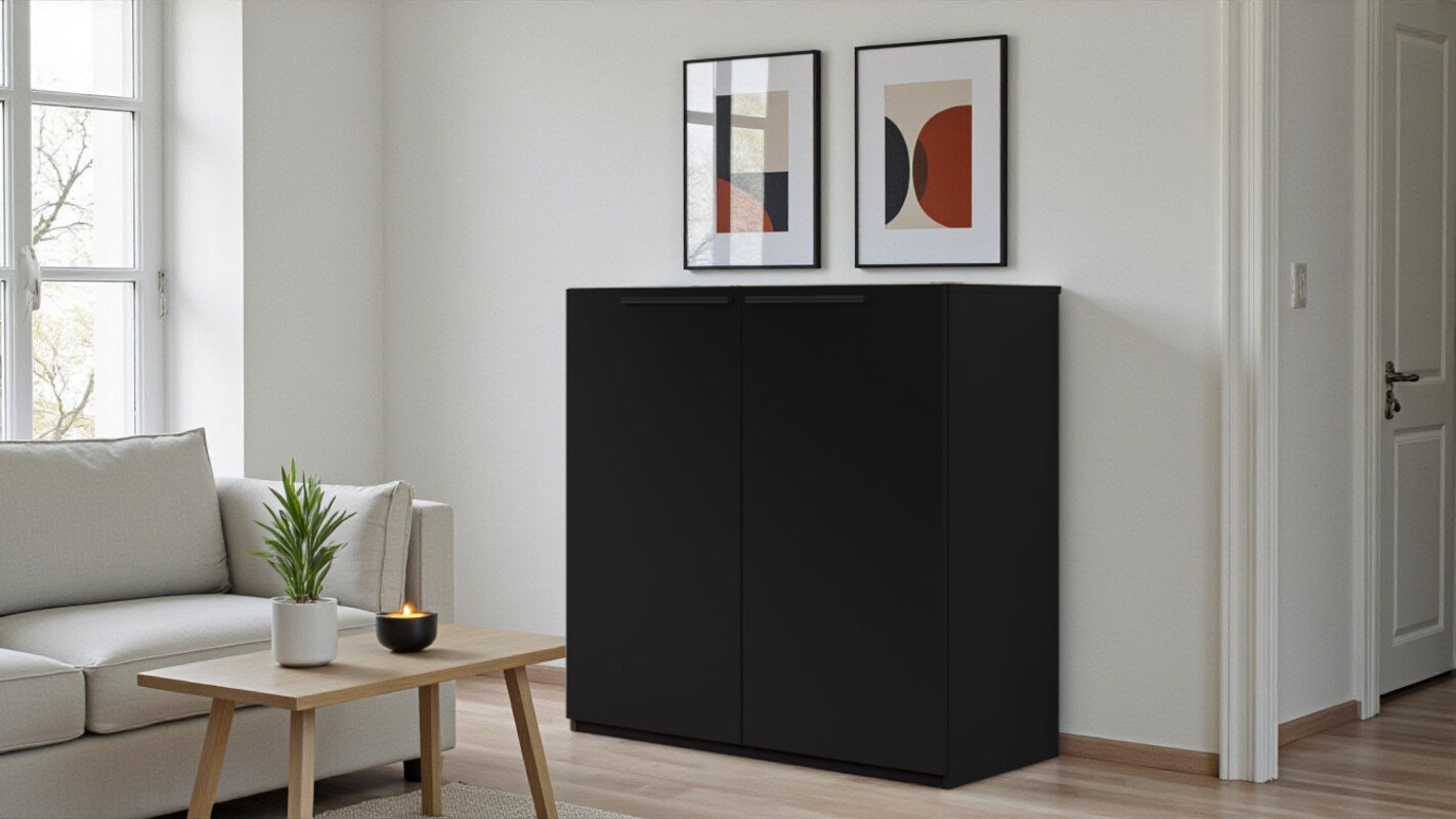Тумба Лорена Пакс-1 Черныи 0190 PE NEW 110x44x90 см, черный Фиеста