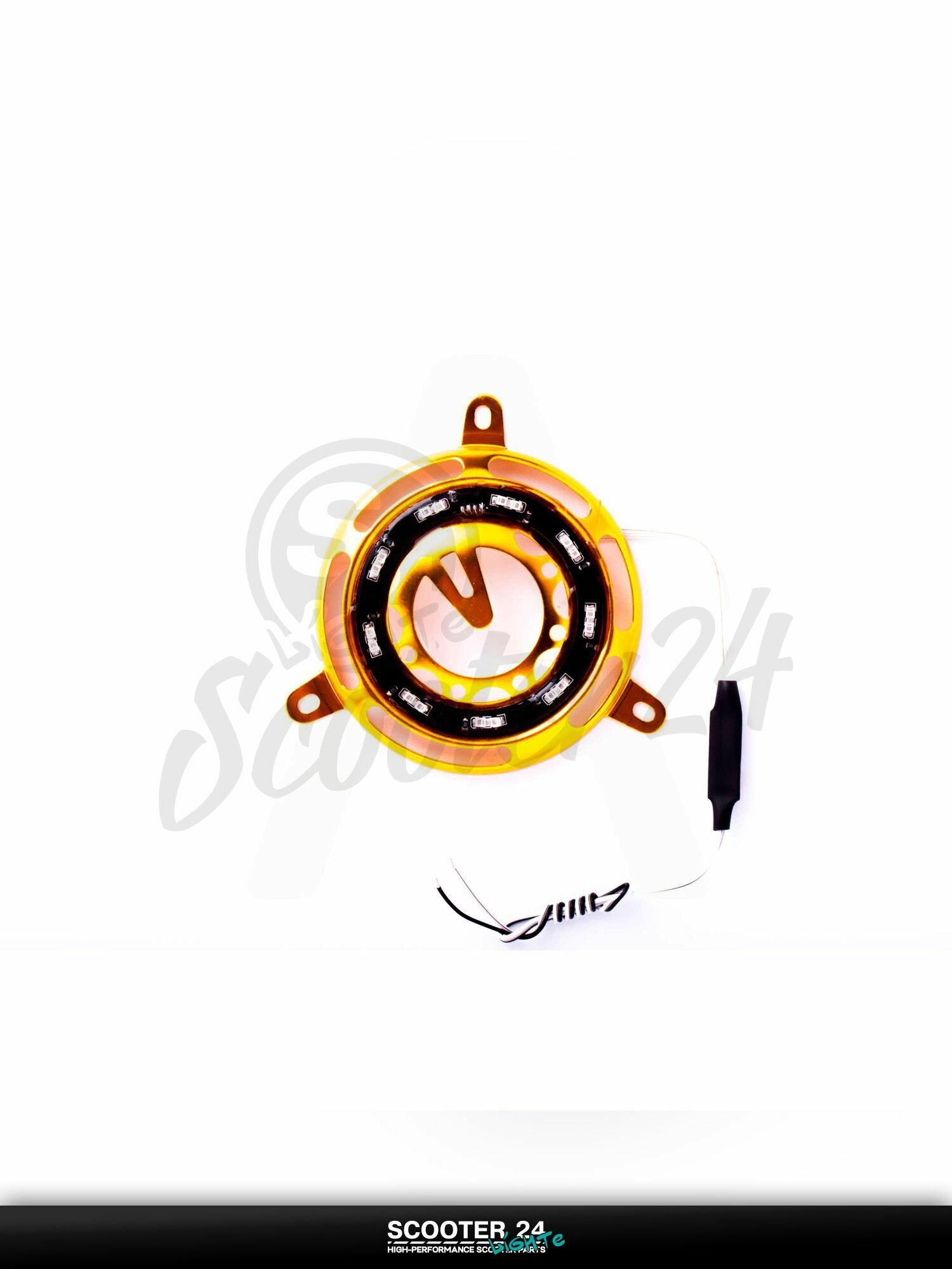 Накладка крышки генератора диодная универсальная на мототехнику / скутер / мотоцикл / питбайк / эндуро / квадроцикл (желтая) mod;2 "GJCT"