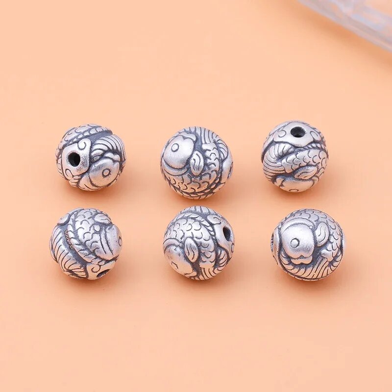 Серебряные бусины 999 пробы в винтажном стиле