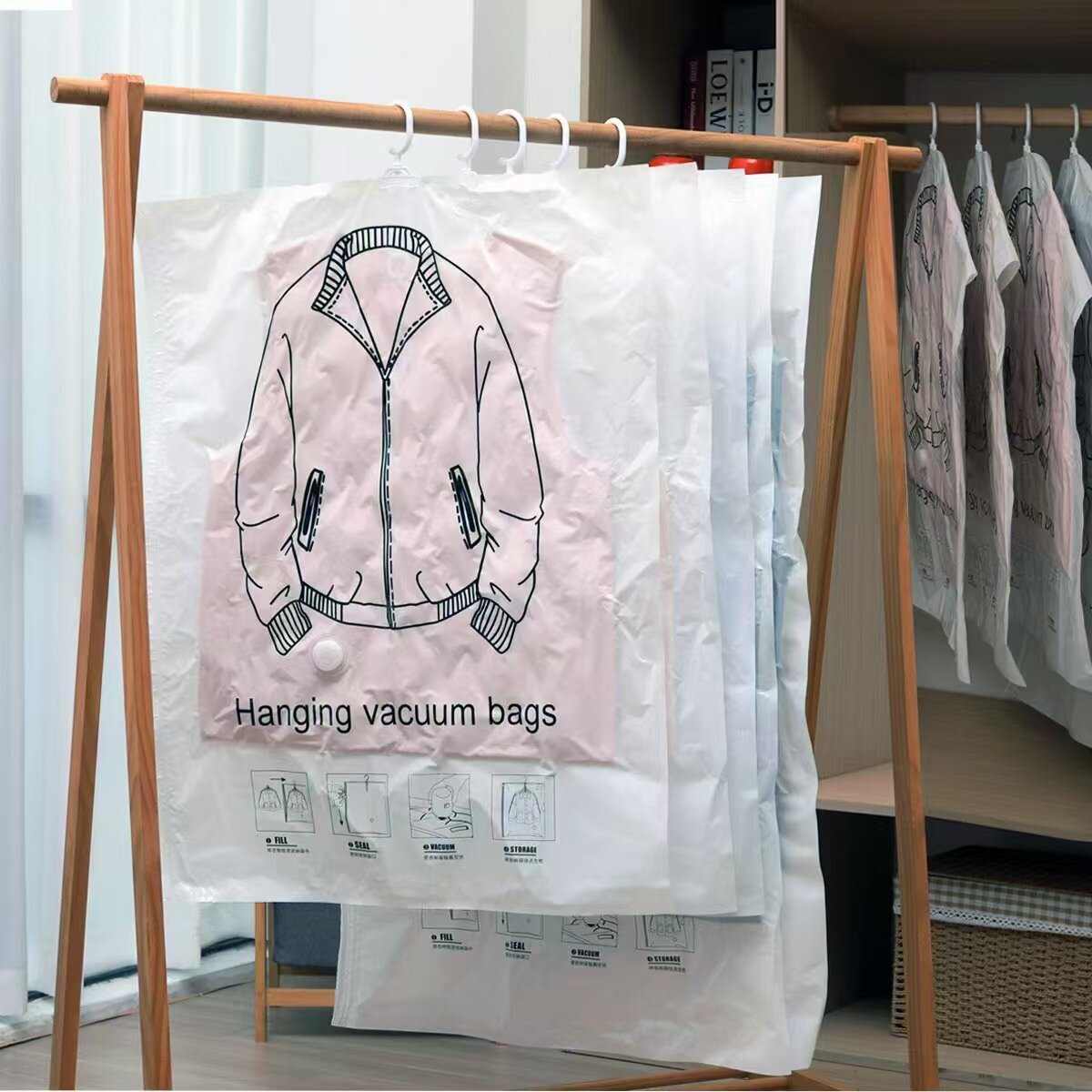 Висячий компрессионный мешок для хранения в шкафу, компрессионный мешок для пуховика, вакуумный чехол для одежды, большой размер