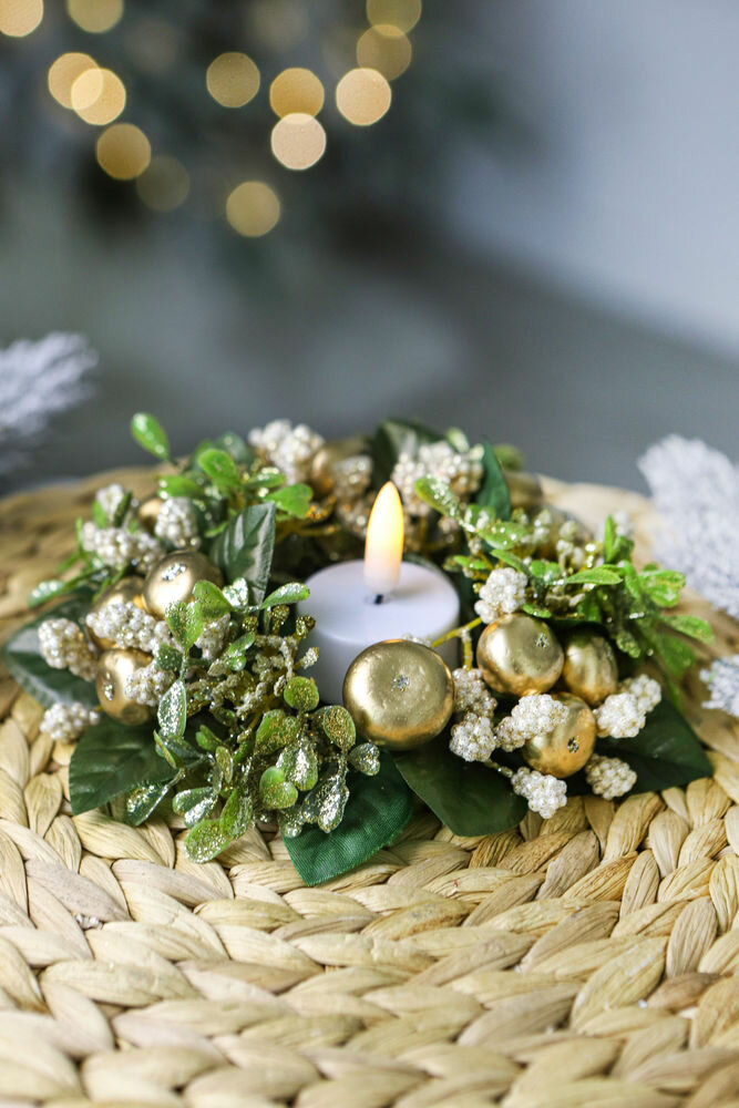 Мини-венок для свечи и декорирования райские яблочки, 16 см, EDG 2500051A701