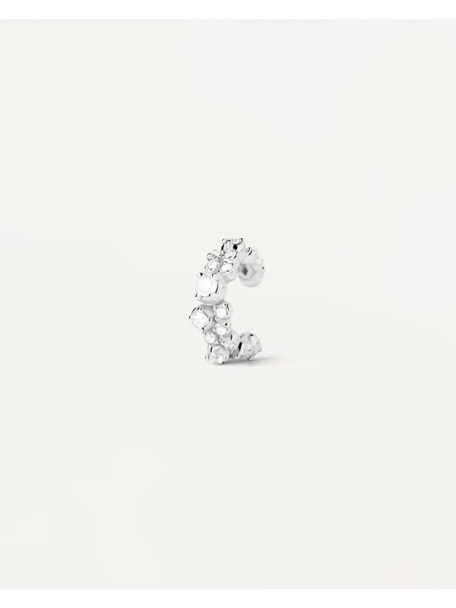 Серьги каффы, серебро, 925 проба, циркон