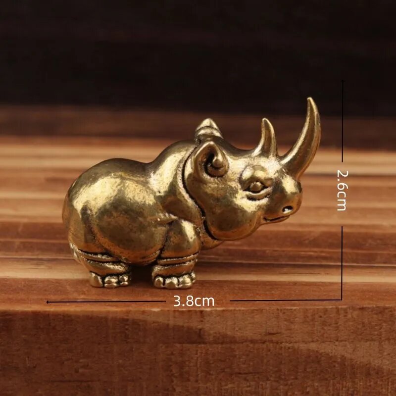 Статуэтка Носорог из латуни, высота 2.6 см, длина 3.8 см, для дома