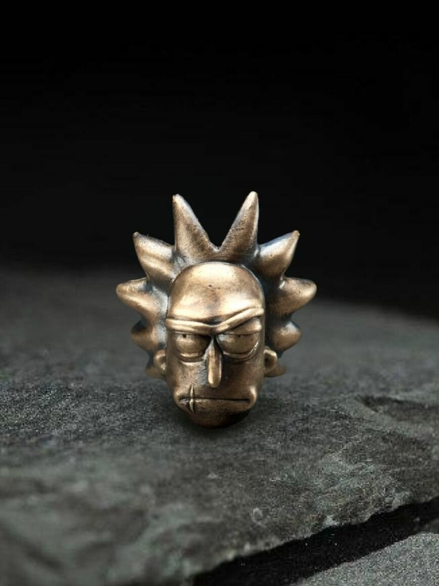 Бусина для темляка Angry Rick (Rick and Morty) Латунь с чернением 22 мм Отверстие 6 мм Авторская работа