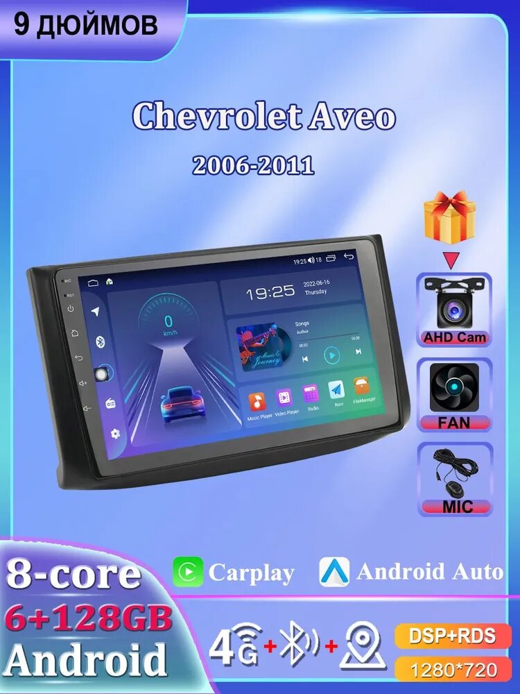 Icreative Устройство головное, диагональ: 9", 2 DIN, 6ГБ/128ГБ