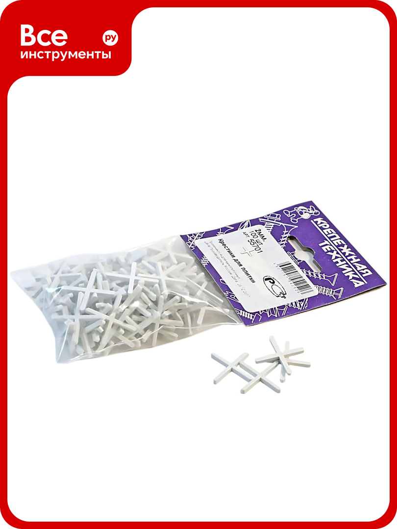 Крестики для кафельной плитки 100 шт, 2 мм крепежная техника 55701, из нержавеющей стали, для ровного монтажа