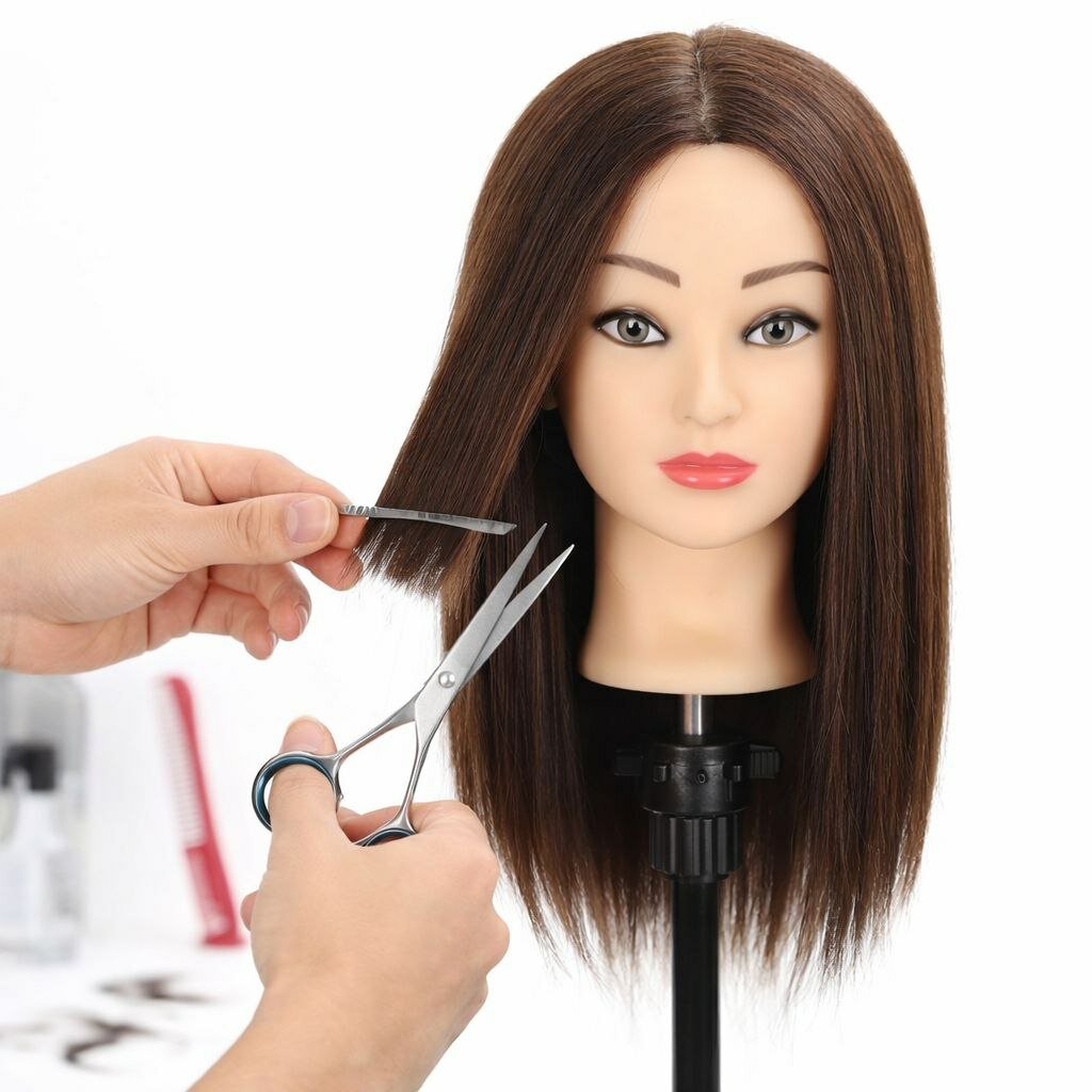 Учебный манекен-голова с натуральными волосами