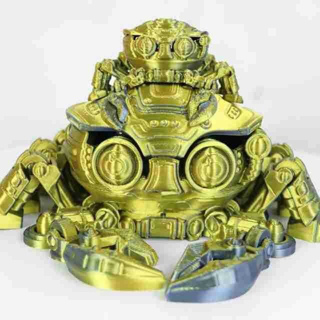 3D-печать механическая крабовая игрушка с подвижными конечностями, градиентный серо-золотой краб и крабёнок в комплекте