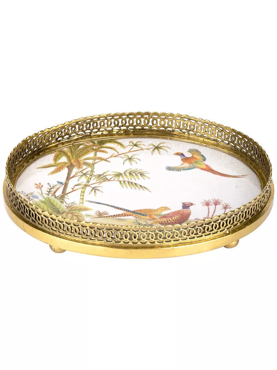 Блюдо сервировочное Glasar 25х19х5 см, фарфор и бронза