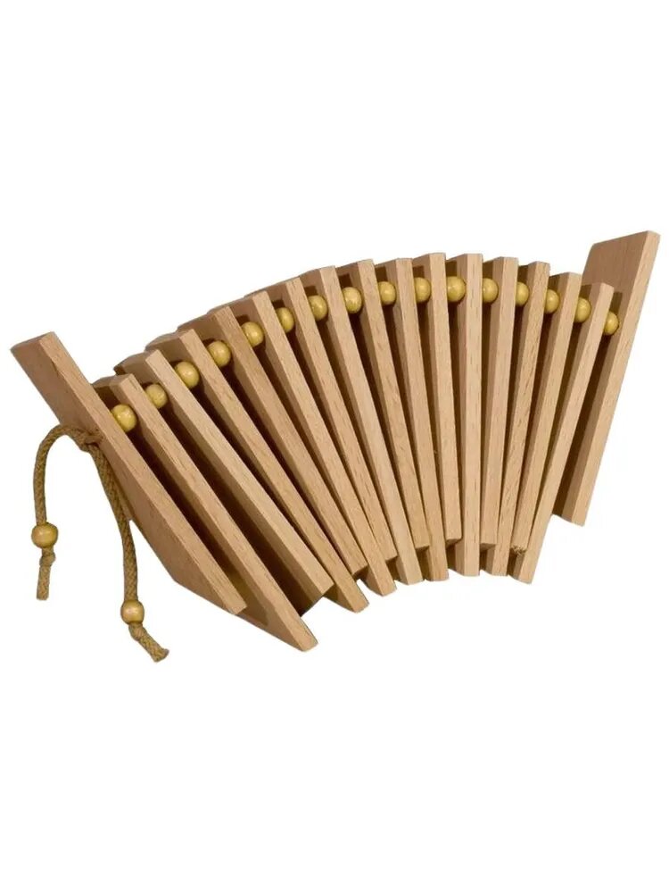 Музыкальный народный инструмент - трещетка пластинчатая веерная неокрашенная 15х10 см