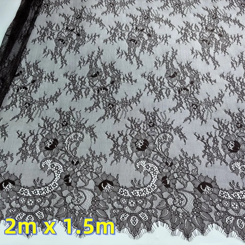 Кружево Шантильи, 2м x 1,5м, кружевная ткань для нижнего белья, платьев, юбка, шитья, рукоделия и творчества ML024a-2m