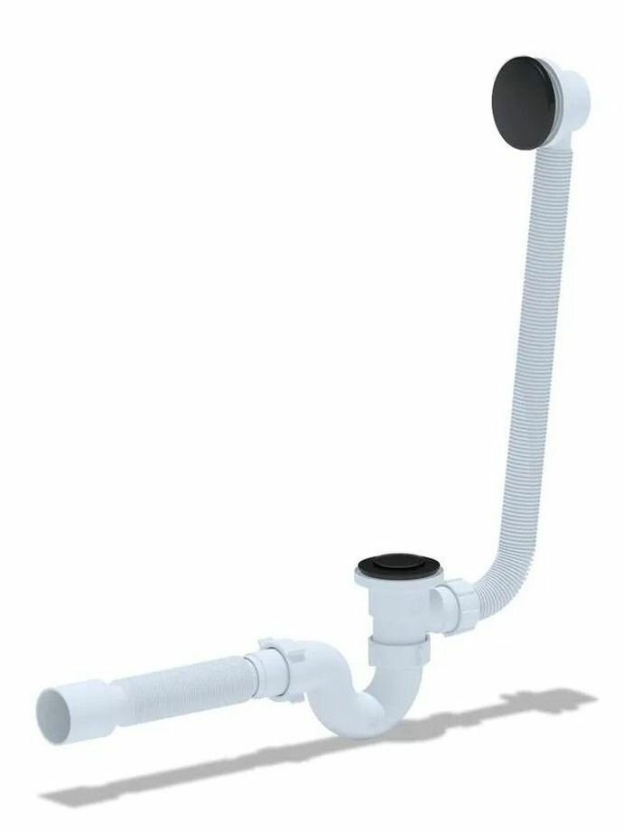 Слив-перелив АниПласт с выпуском 1 1/2"х40 с переливом, клик-клак, черный