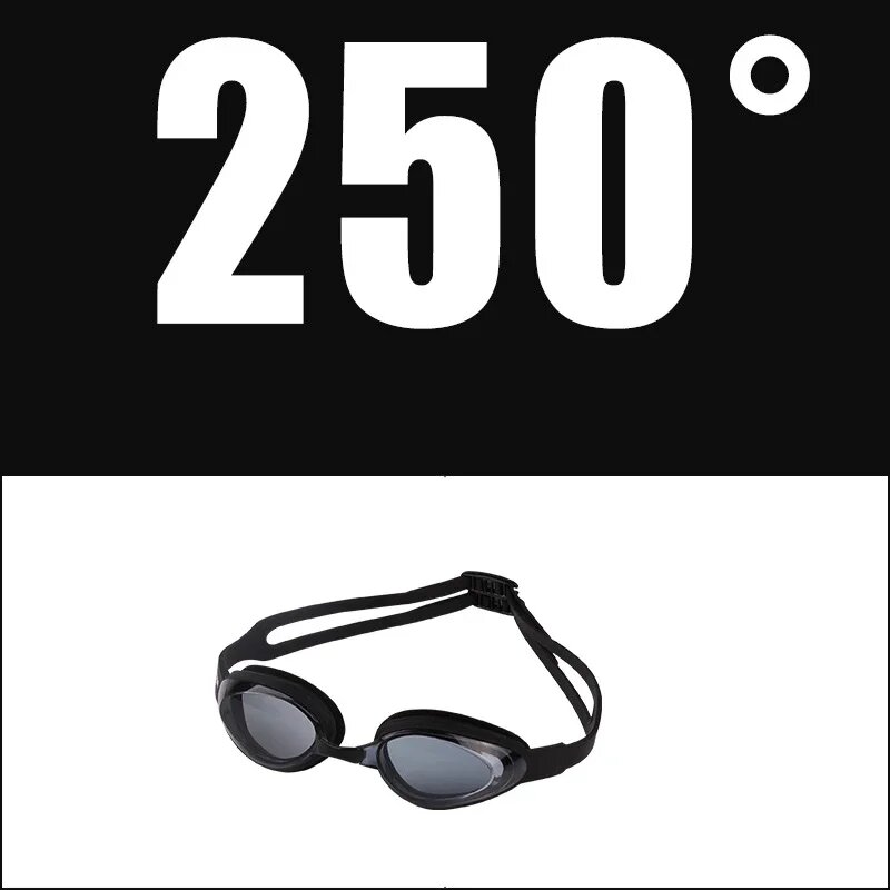 Очки для плавания для взрослых от-1,5 до-6,0 для близорукости очки для плавания по рецепту водонепроницаемые противотуманные очки для плавания с диоптриями прозрачные очки для дайвинга для мужчин и женщин Черный, Black Myopia -2.5