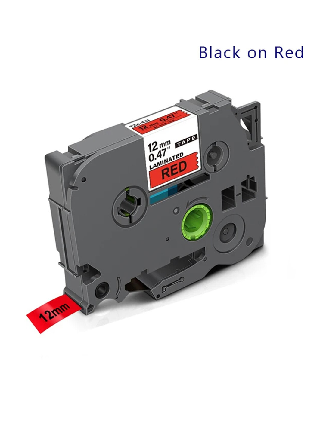 Картридж с термолентой TZc-431 для принтеров этикеток Brother серии P-Touch, 12мм, x8м Черный текст на красном фоне
