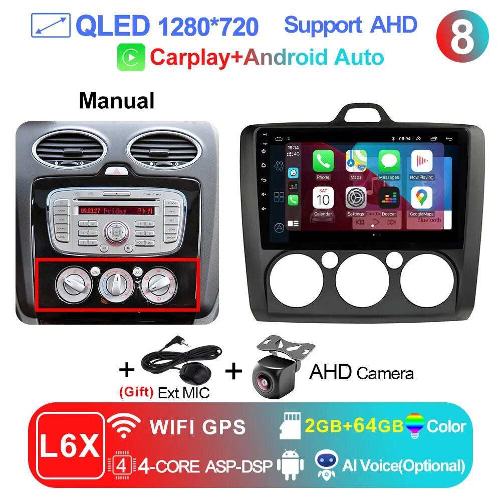 LEHX L6Pro 4G CarPlay 2 din Автомобильный радиоприемник Мультимедийный видеоплеер MT-L6X(2-64GB)CAM