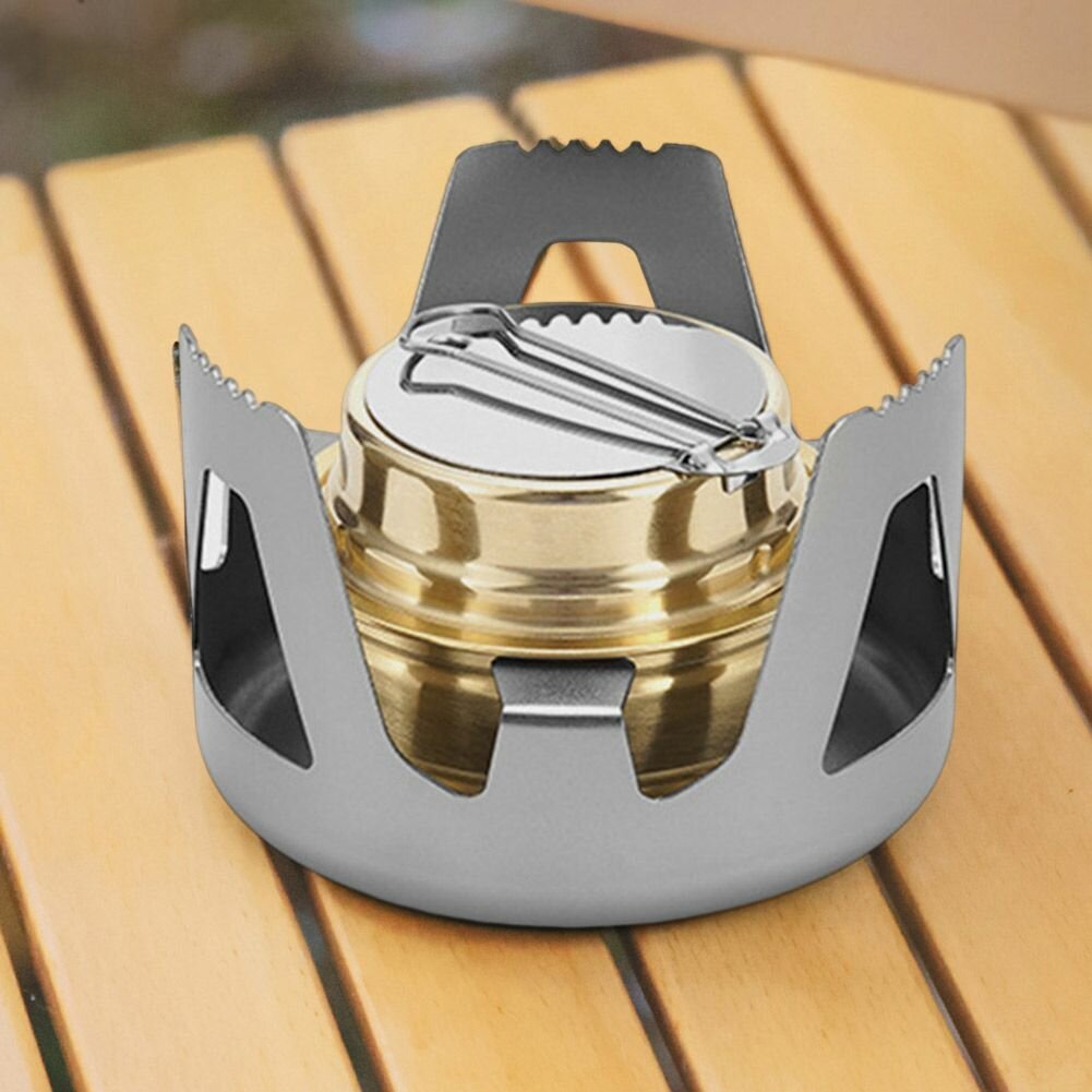 Алкогольная горелка портативная с ветрозащитой и регулировкой пламени из латуни и алюминия