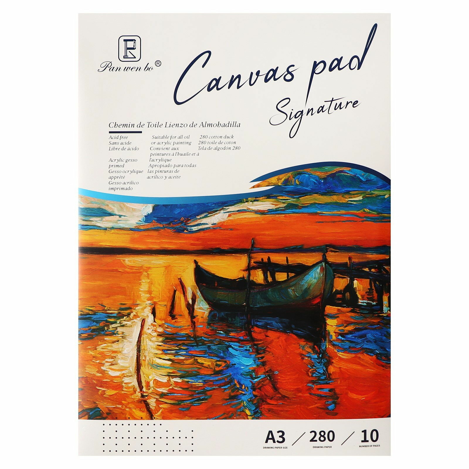 Альбом для рисования, холсты грунтованные, А3, 10 листов, плотность 280 г/м, для акрила и масла