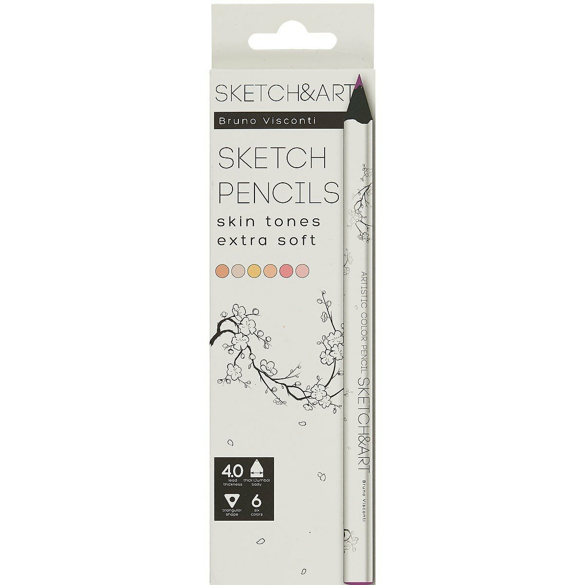 Карандаши цветные 6цв "SKETCH&ART" Портрет утолщенные, грифель 4мм, к/к, Bruno Visconti