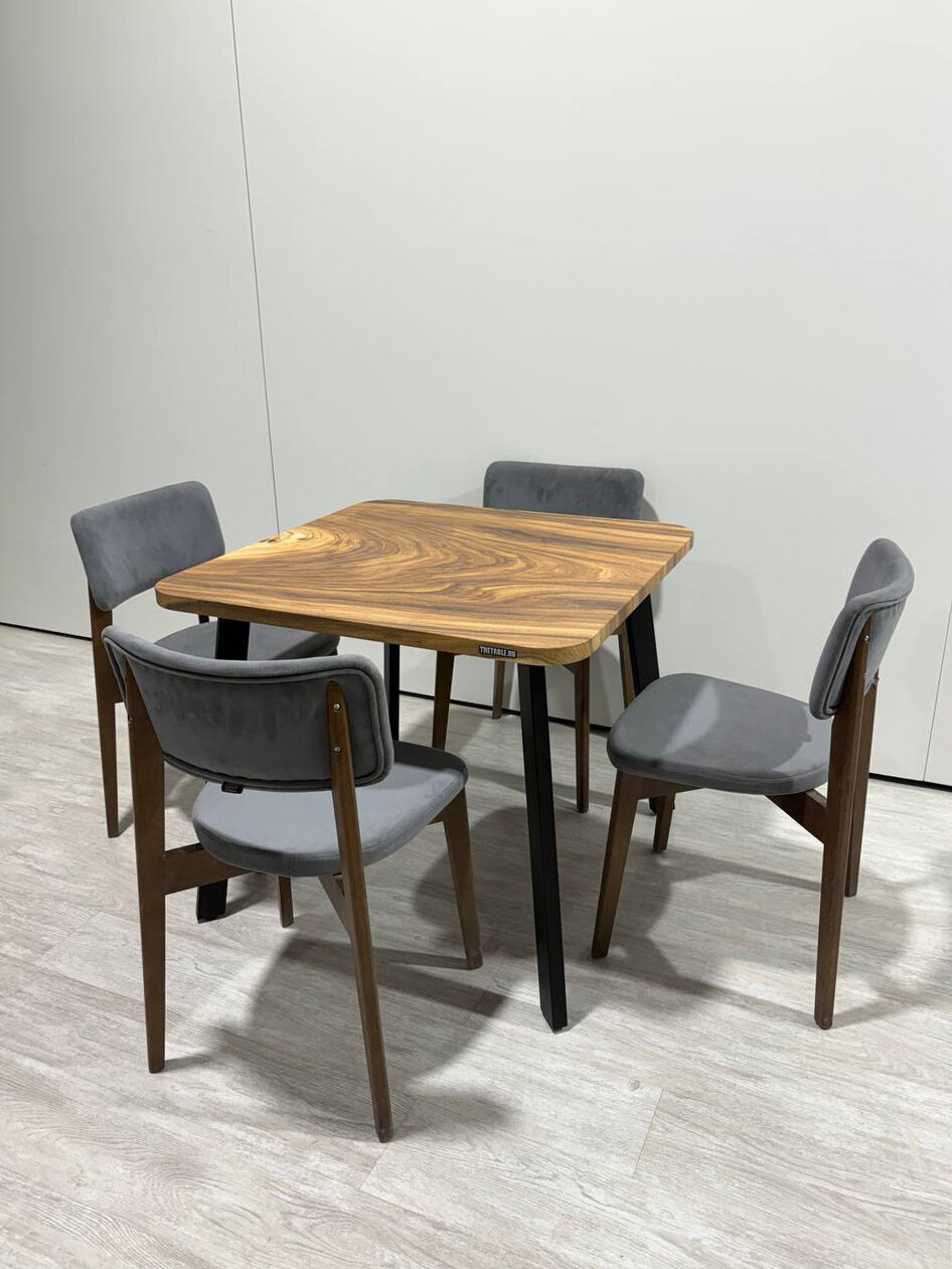 Стол кухонный обеденный квадратный дизайнерский лофт THETABLE•RU 120х120 9.2/4.1