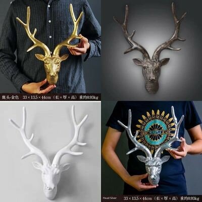 Настенный декор в индустриальном стиле лофт: ретро-крылья из железа для офиса, бара, модный фон для стены Голова оленя