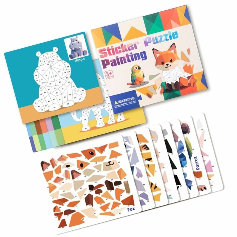 3D геометрический коллаж, трехмерные развивающие игрушки, детские наклейки ручной работы "сделай сам"-модели животных