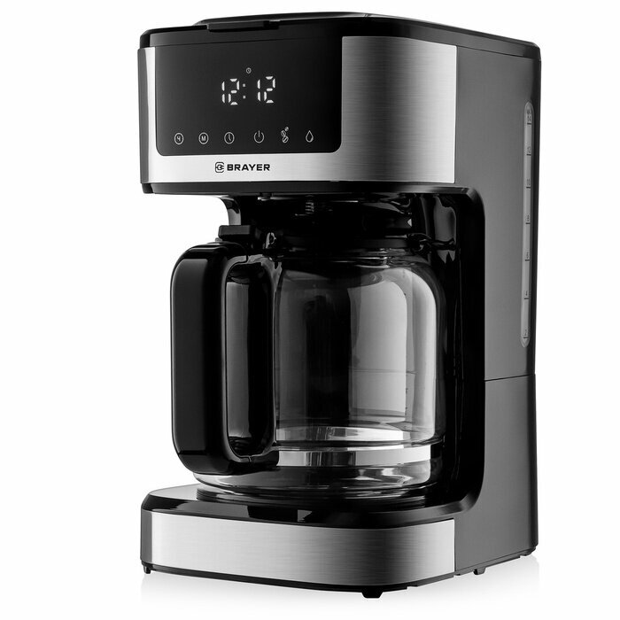 Кофеварка BRAYER 1124BR, капельная, 900 Вт, 1.8 л, LED дисплей, поддержание t, чёрная