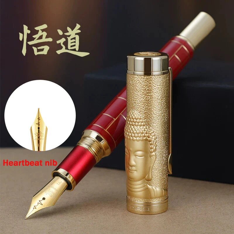 Перьевая ручка JINHAO 3D Будда золотая резьба Ф, Heartbeat Nib Pen