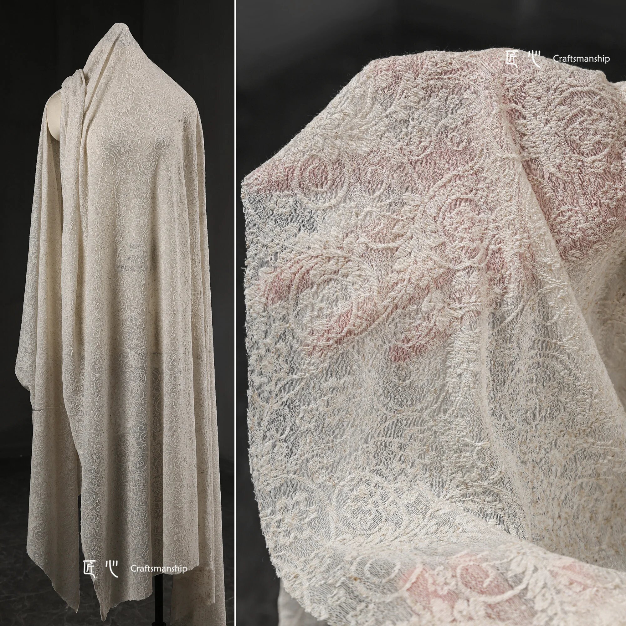 Льняное вязаное жаккардовое кружево, мягкая пряжа, абрикосовая конопляная вышивка, платье с растением, лоза, человек, ретро, сделай сам, ткань для одежды