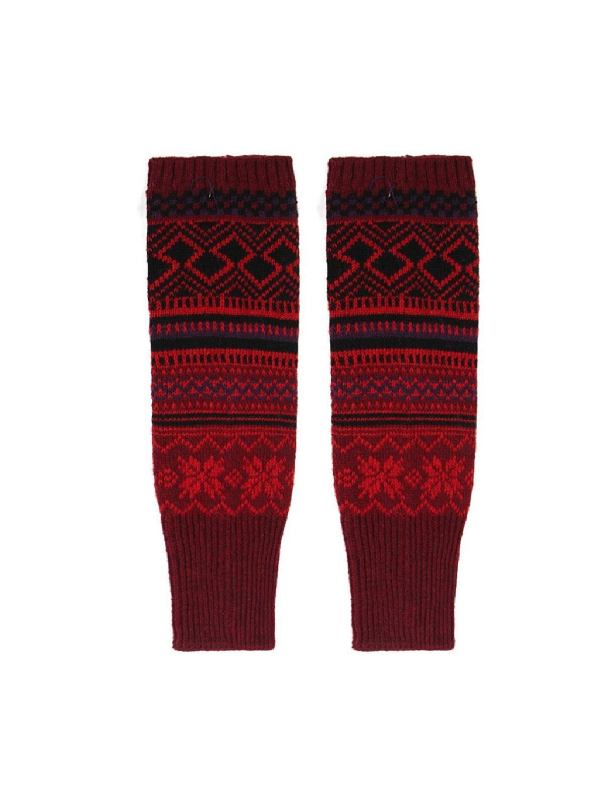 Теплые полосатые чулки до бедра, красный