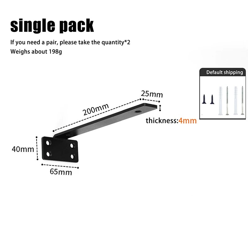 Сверхпрочные чугунные кронштейны для полок 8in Black