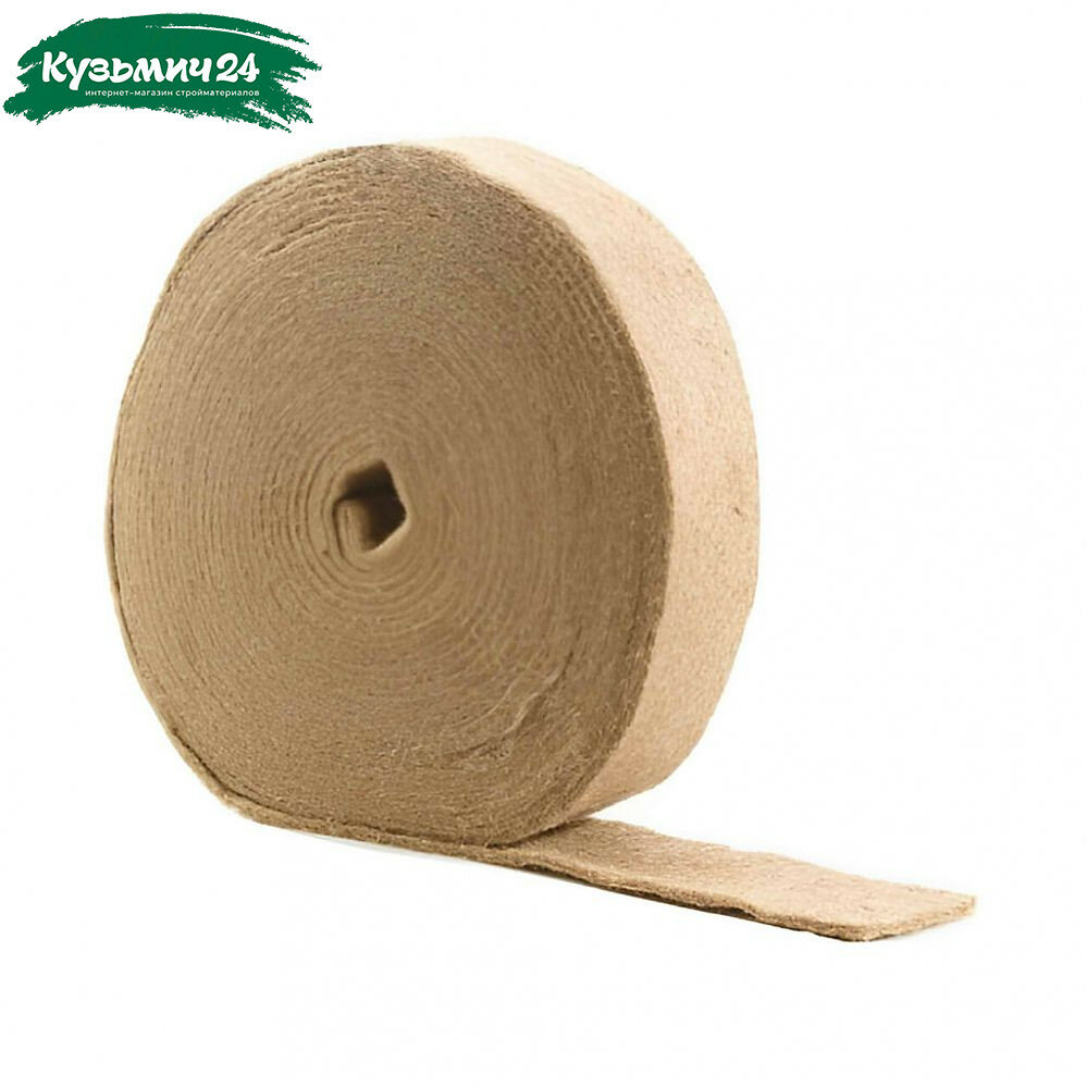 Пакля Лен-джут строительная, для стен и полов, толщина 8-10 мм, 0.2х20 м, в рулоне, 1 уп.