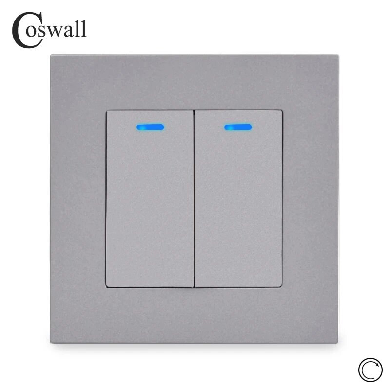 Coswall Импульсный переключатель 1/2/3/4 места синего цвета 2GR-Grey 12-250V