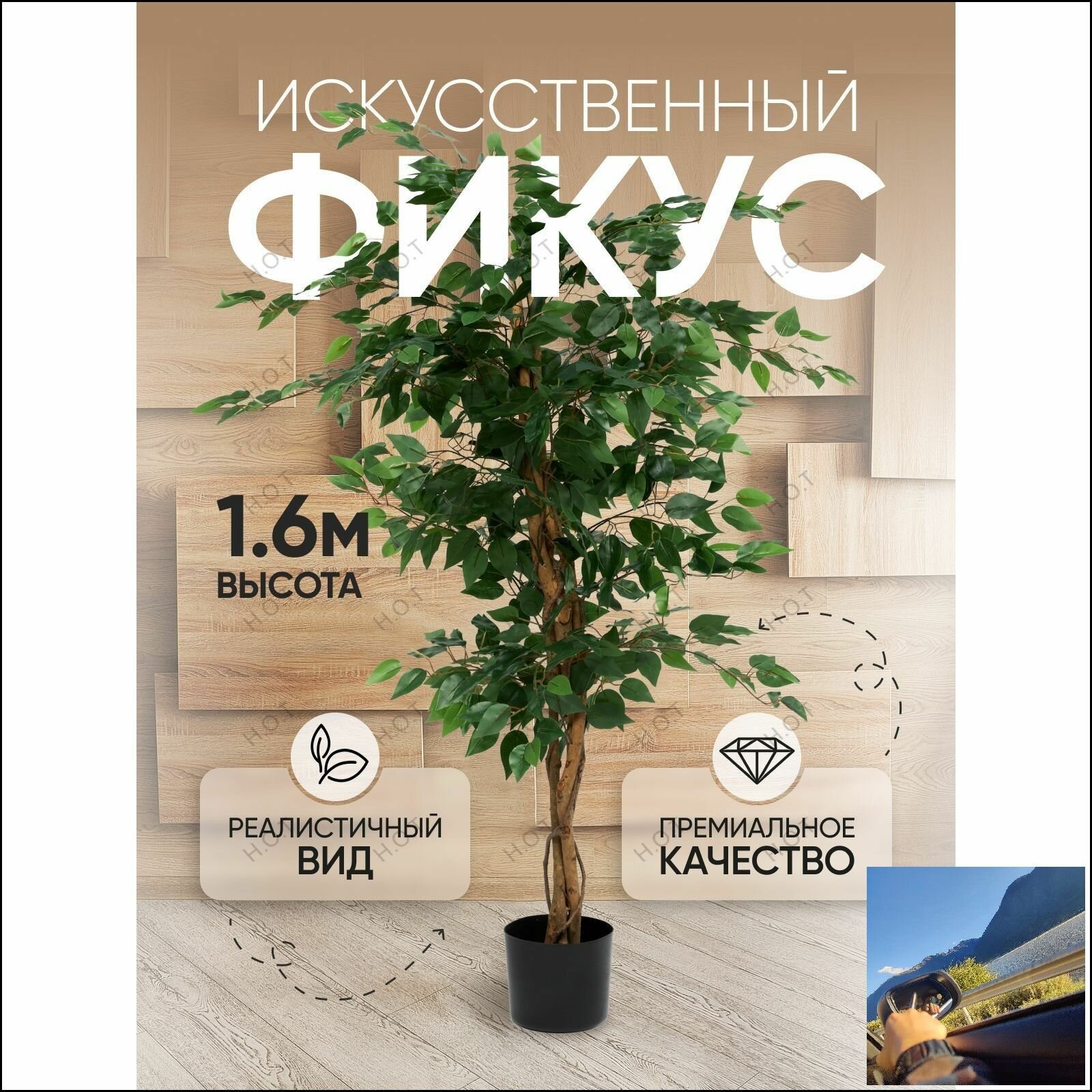 Эксклюзивный искусственный фикус Бенджамина 160 см от Чудо сада