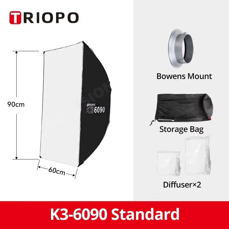 TRIOPO K3 серии софтбокс 55/65/90/120 см K3-6090