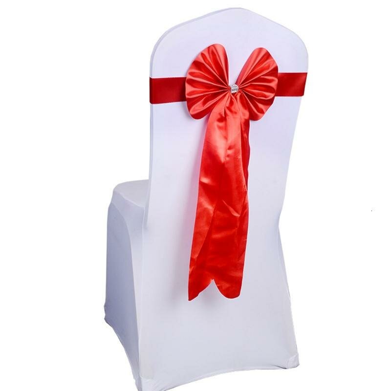 Атласная лента для стульев свадебная, красный