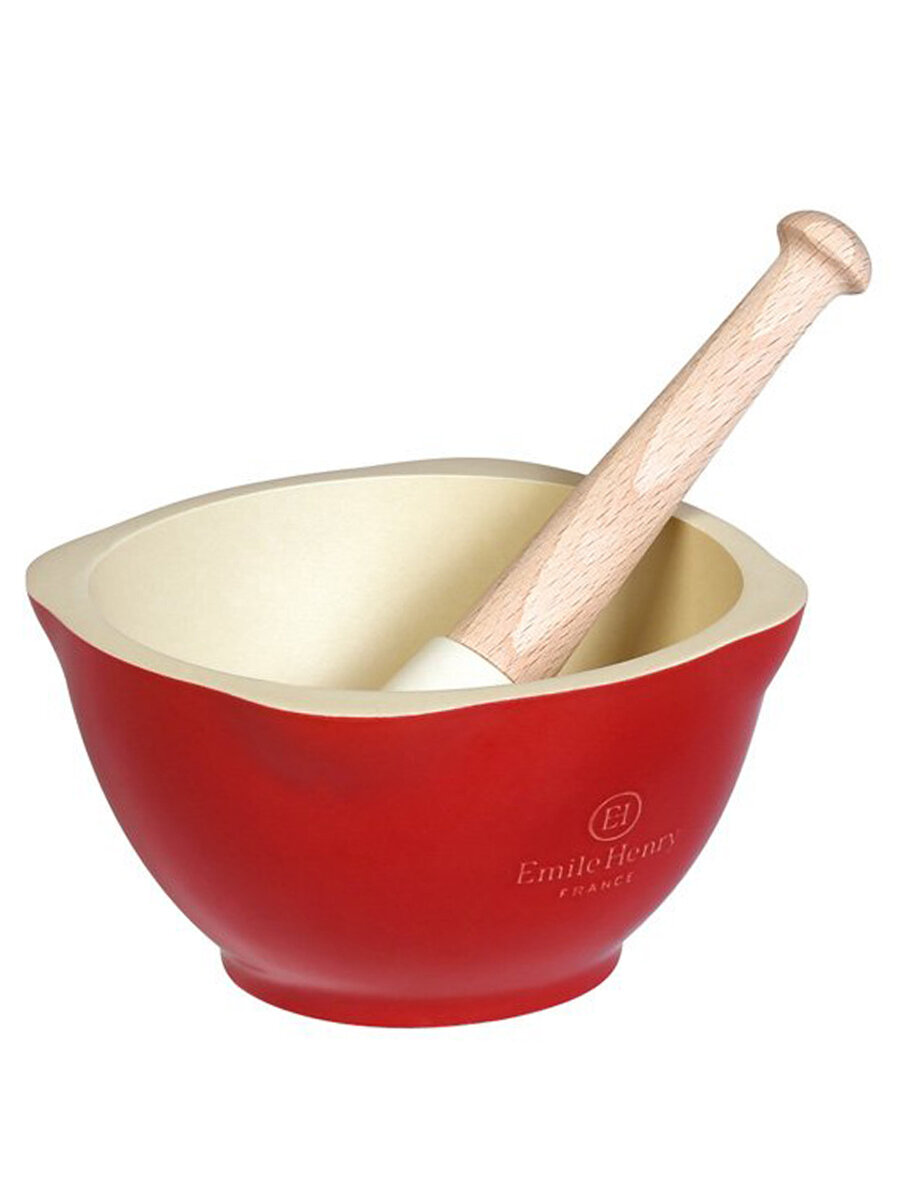 Ступка и пестик Emile Henry, цвет гранат, керамика, 14 см, 600 мл