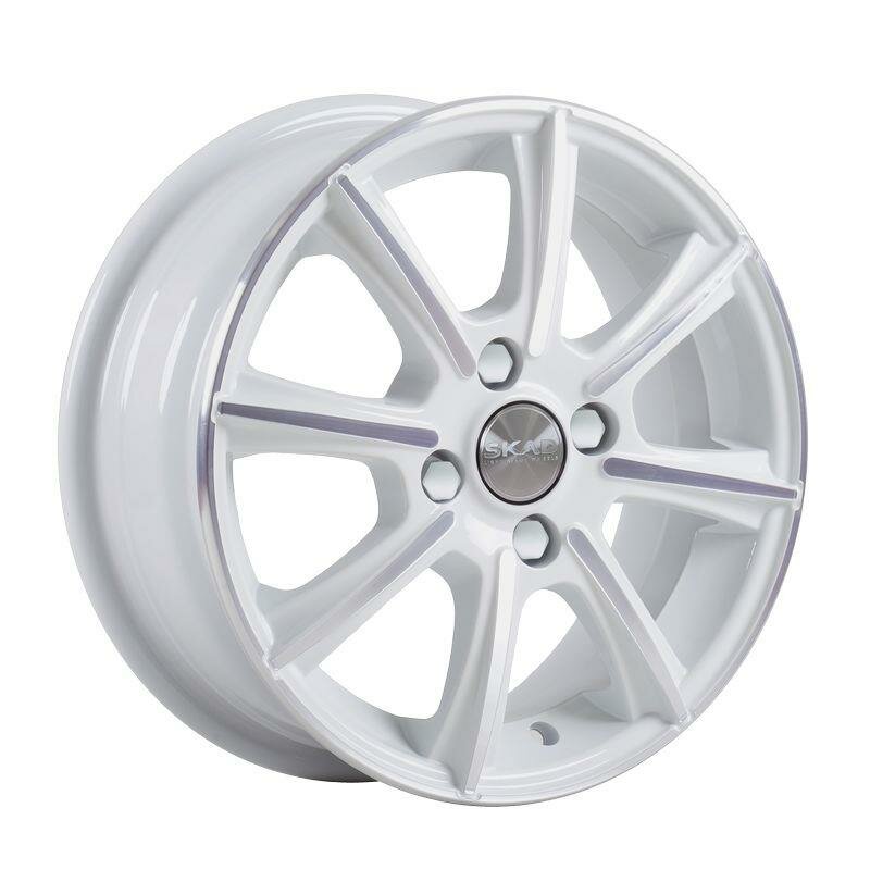 Диск автомобильный литой СКАД Монако 14x5.5 4x98 et38 dia58.6 Белый с полированной лицевой частью