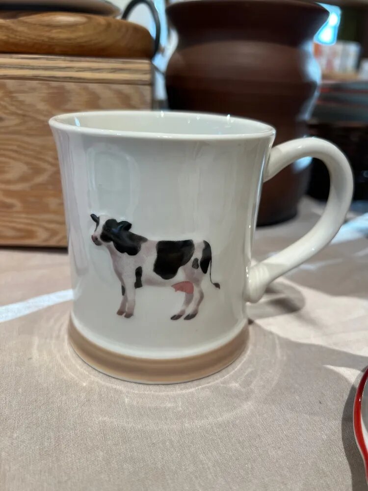 Кружка для кофе, чашка для чая, кружка из керамики, "Корова", с ручкой, 410 мл