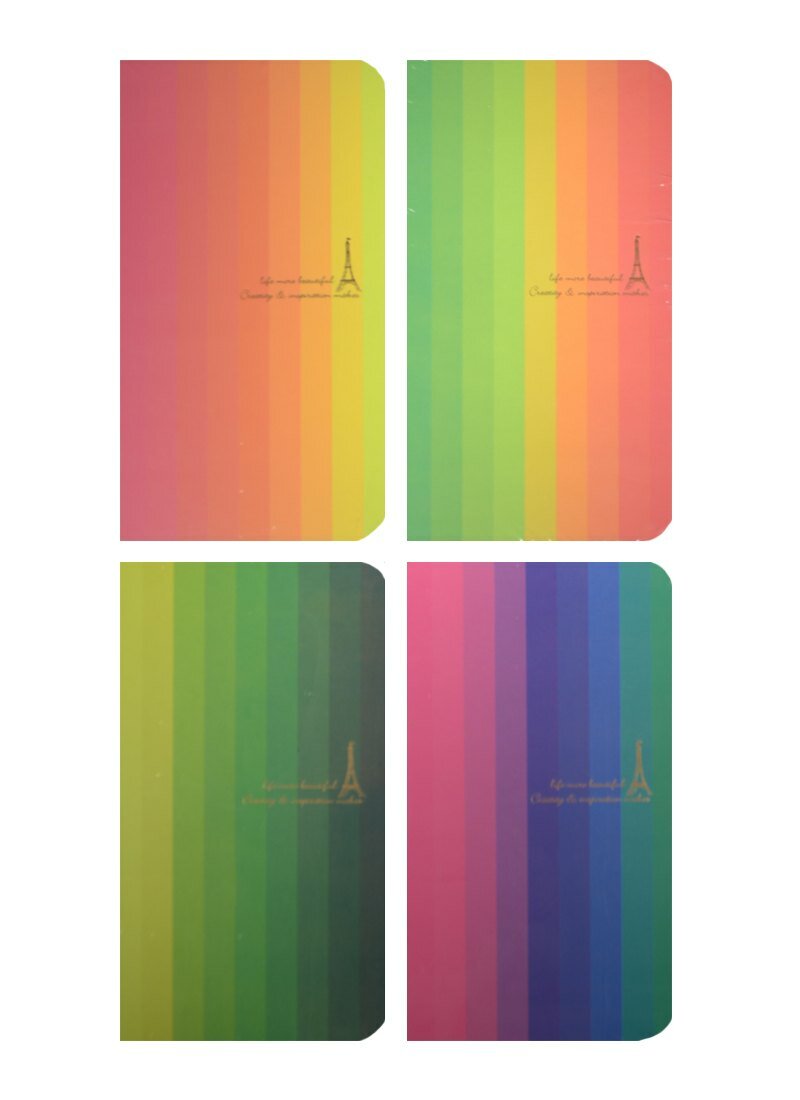 Записная книжка А6+ 96л 95*170мм лин "Цветные полосы" карт. обл, неон. полосы, бел. бумага, ассорти