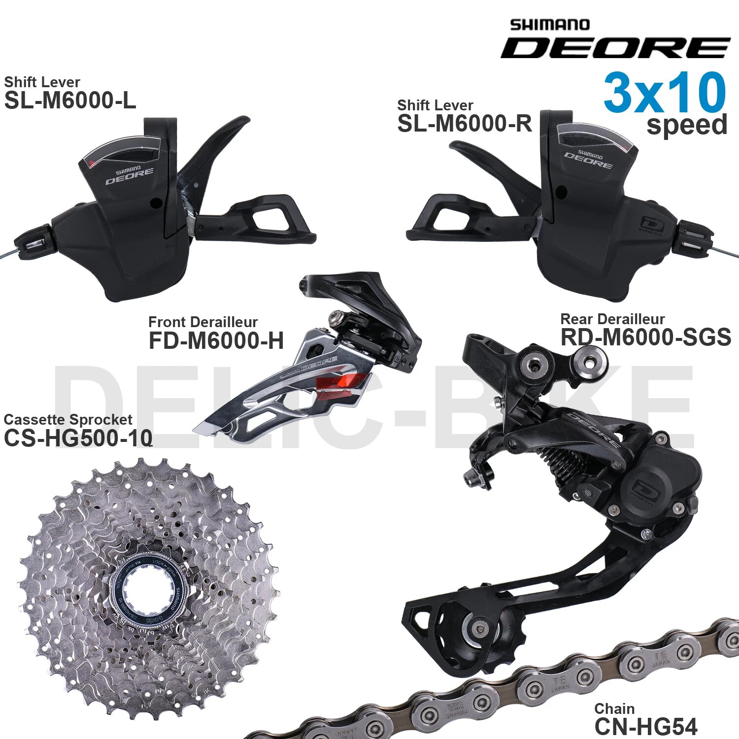 Shimano Deore M6000 3x10 скоростей групсет, FD(M6000)CS(34T)SGS