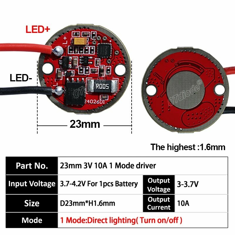 Драйвер светодиода OTdiode 23mm-3V 10A 1 Mode