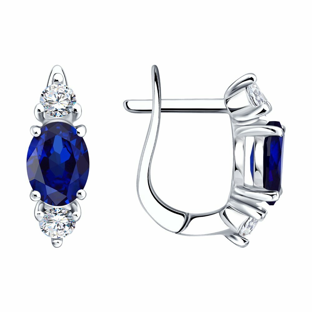 Серьги, серебро, 925 проба, родирование