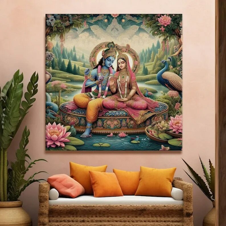 BeLOC Гобелен "Индийское традиционное искусство Радхи Кришны", 75х100 см, 11x11